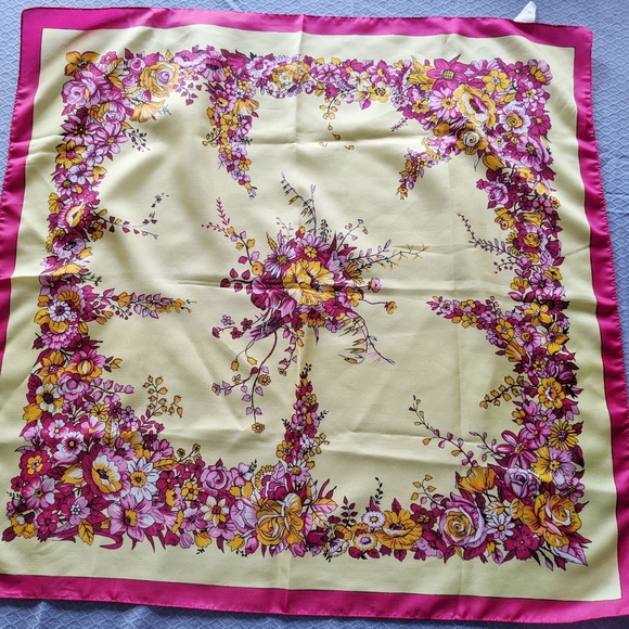Vintage | Accessories | Vintage Floral Scarf Made In Italy Square Roses ...